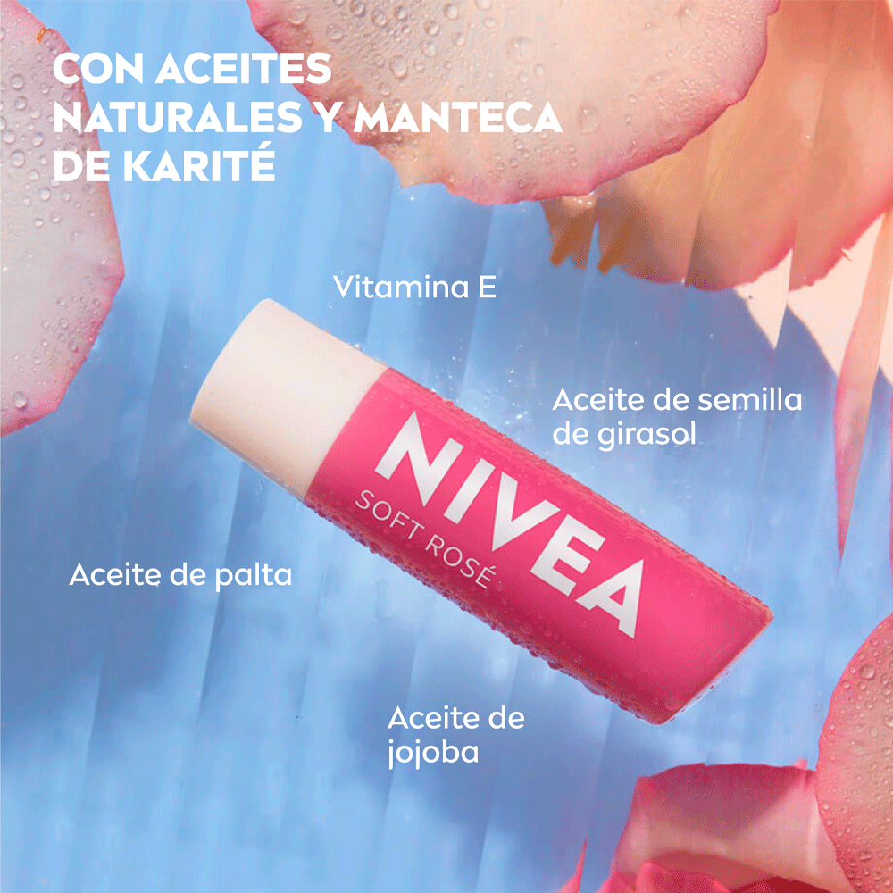 Bálsamo Labial Humectante Nivea Soft Rosé - Farmacias Vilela