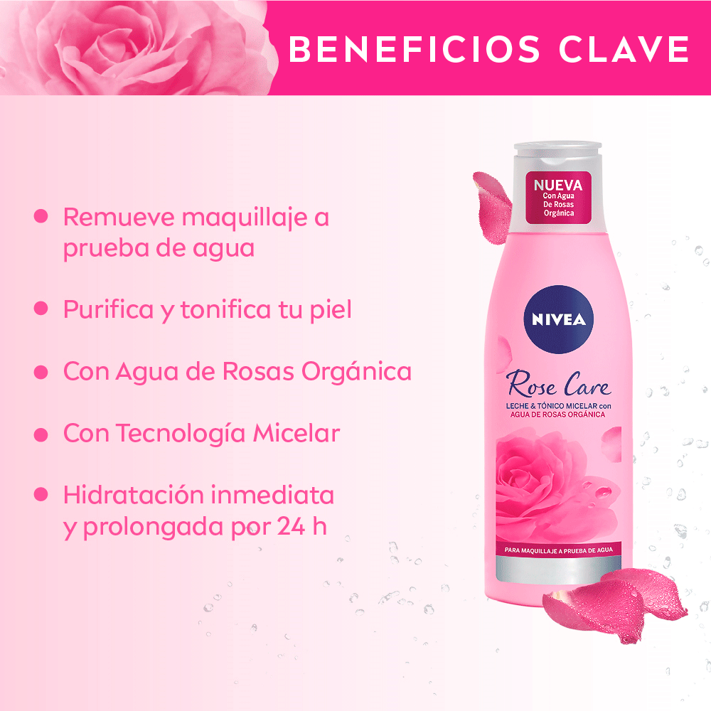 Leche y Tónico Micelar Rose Care 2 en 1 Nivea 200ml - Farmacias Vilela