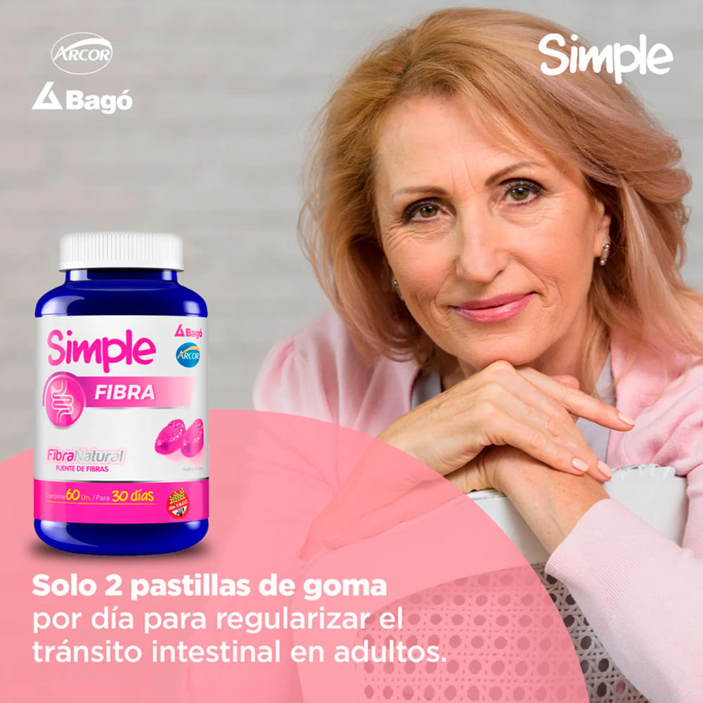 Pastillas de Goma Simple Fibra Bagó 60u - Farmacias Vilela